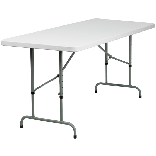6 Foot Height Adjustable Plastic Folding Table