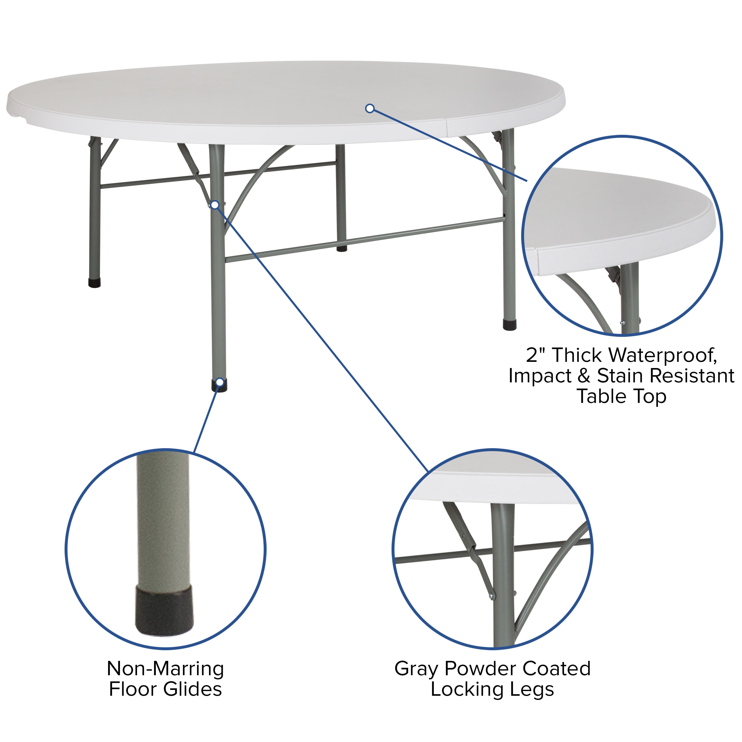 6 foot round folding table store